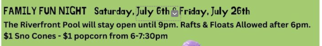 FAMILY FUN NIGH July 2024 - Riverfront Swim Club